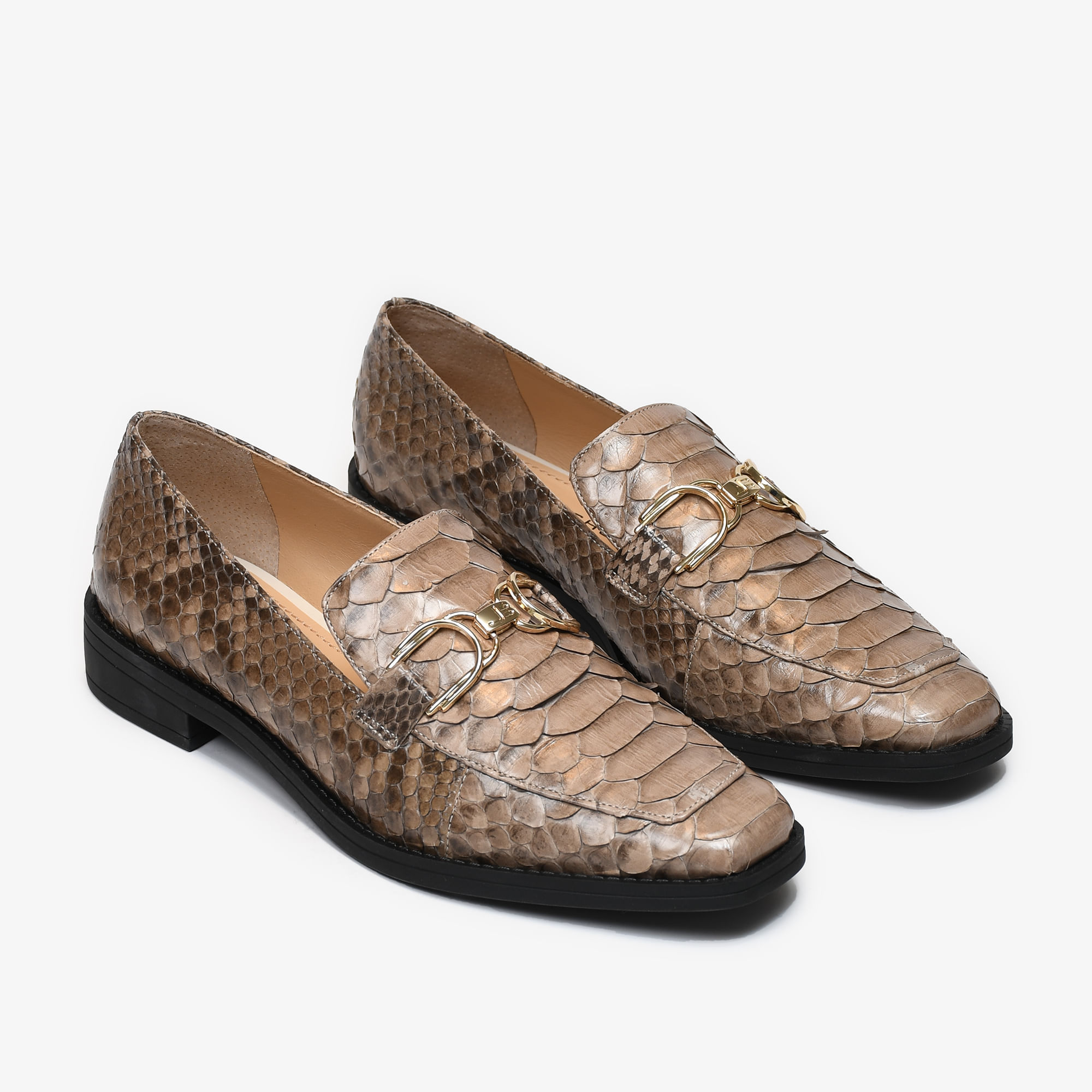 Loafer Pele Cobra Python Off White Brulée Bege Bridão - Sapatos, Bolsas ...