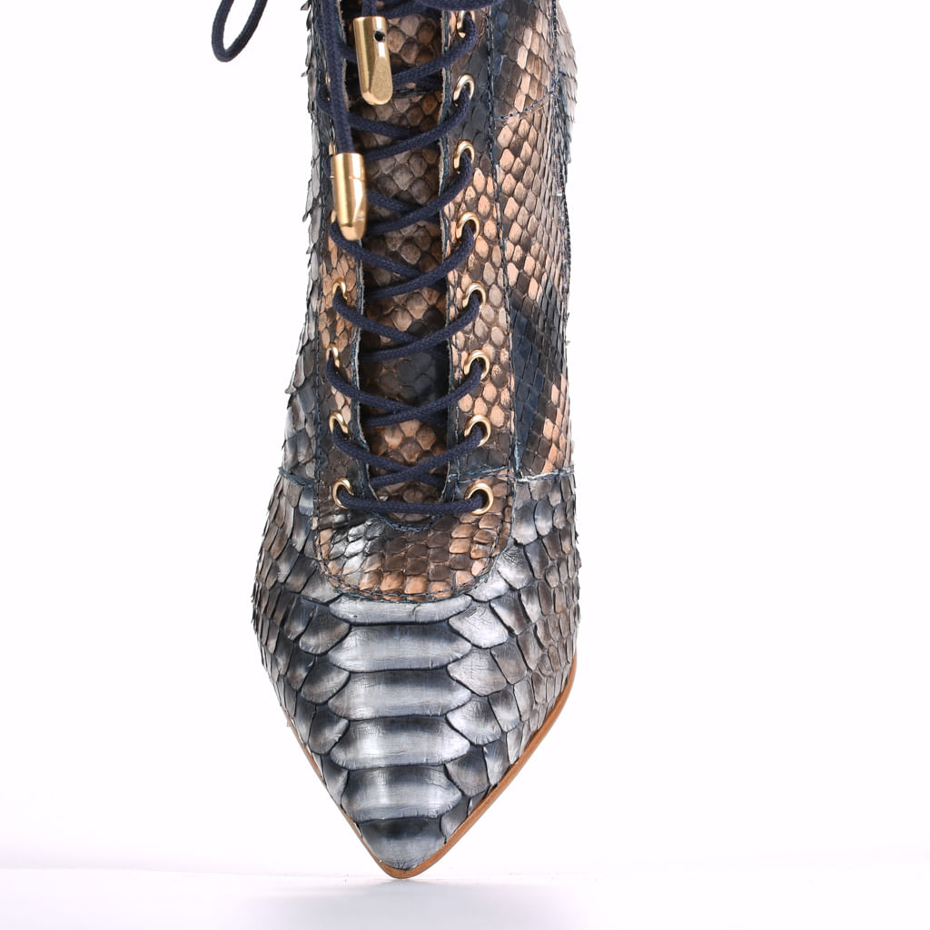 Bota Cano Curto Nude Marinho Salto Flare Pele Cobra Python - Sapatos, Bolsas, Acessórios em ...