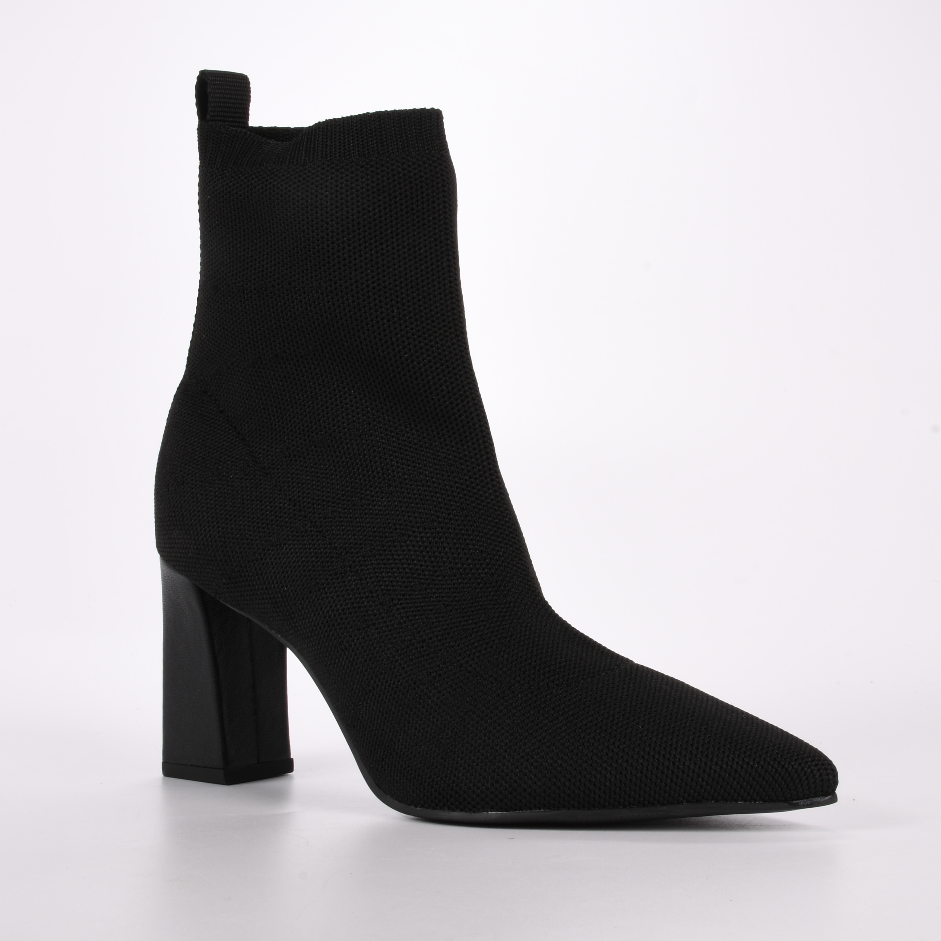 Bota Preta Salto Flare Knit